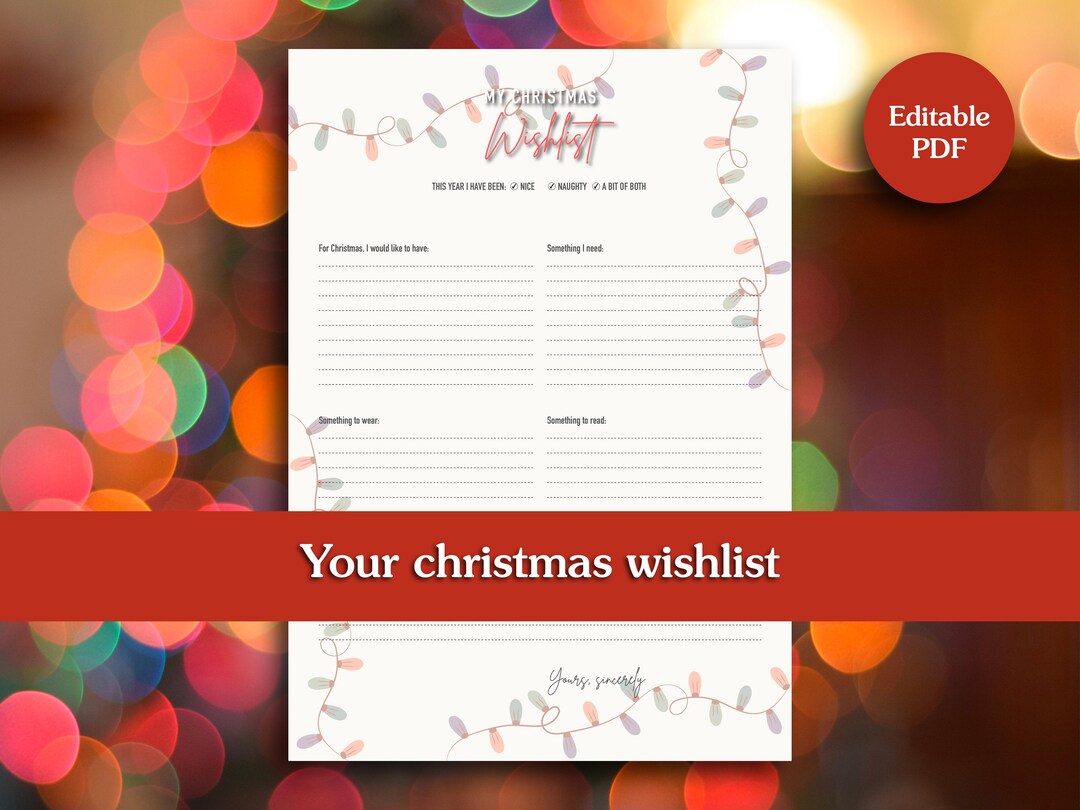 Kids Christmas Wishlist, Christmas Download, Santa List, Printable ...