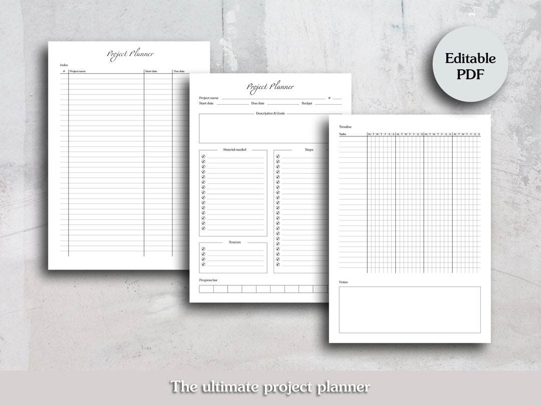 Digital Project Planner, Project Planner Printable, Project Management ...