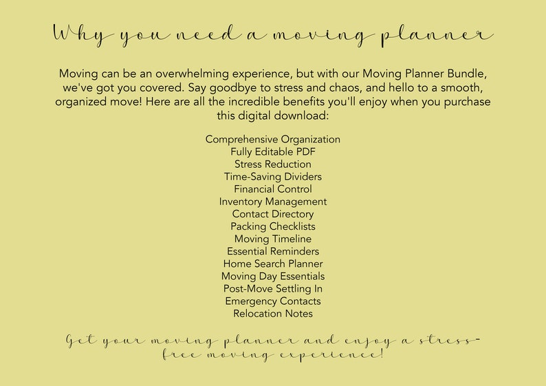 Moving Planner, Moving Checklist Printable, Relocation Planner, Moving ...