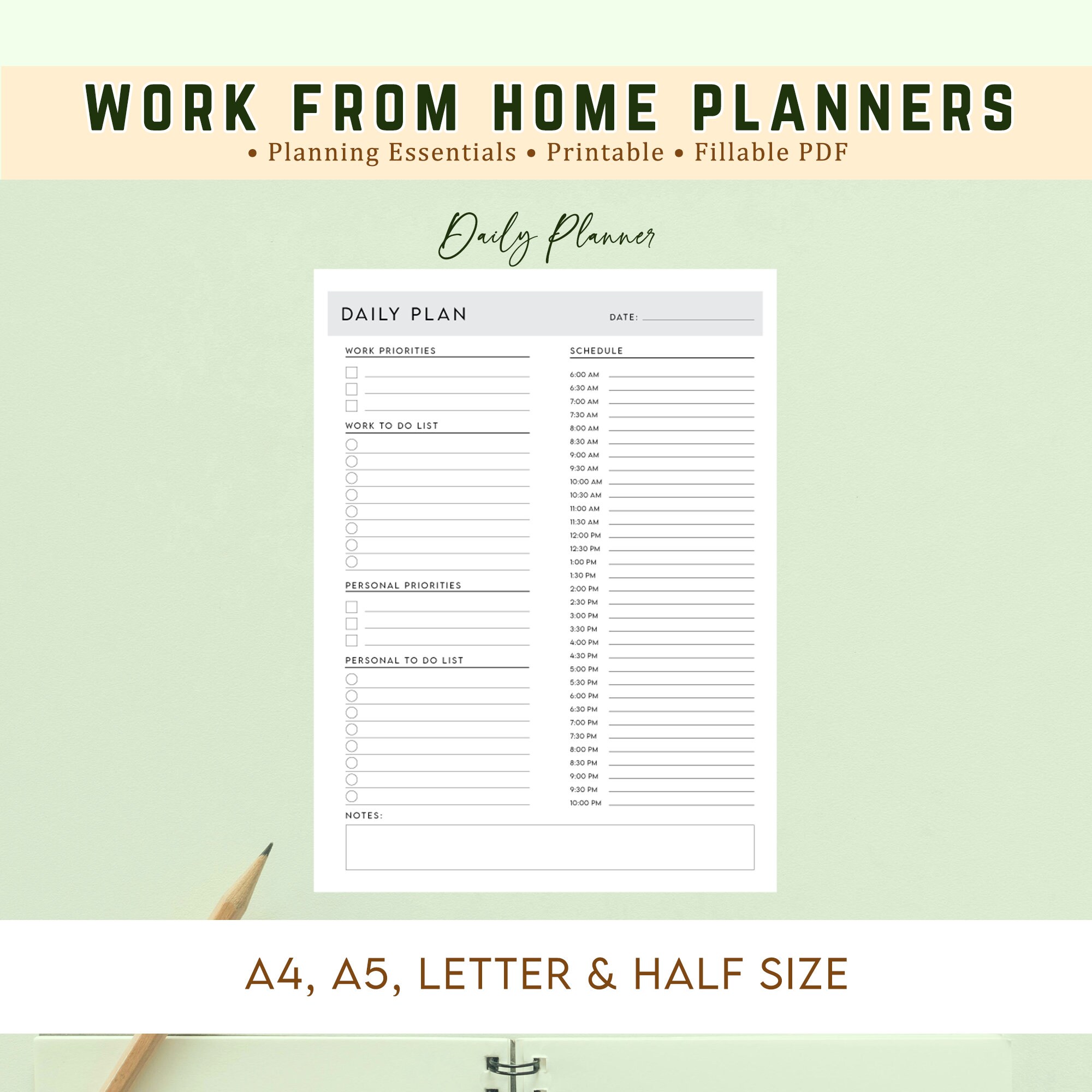Printable Work From Home Planner Pages, Daily, Weekly, Monthly, Basic ...