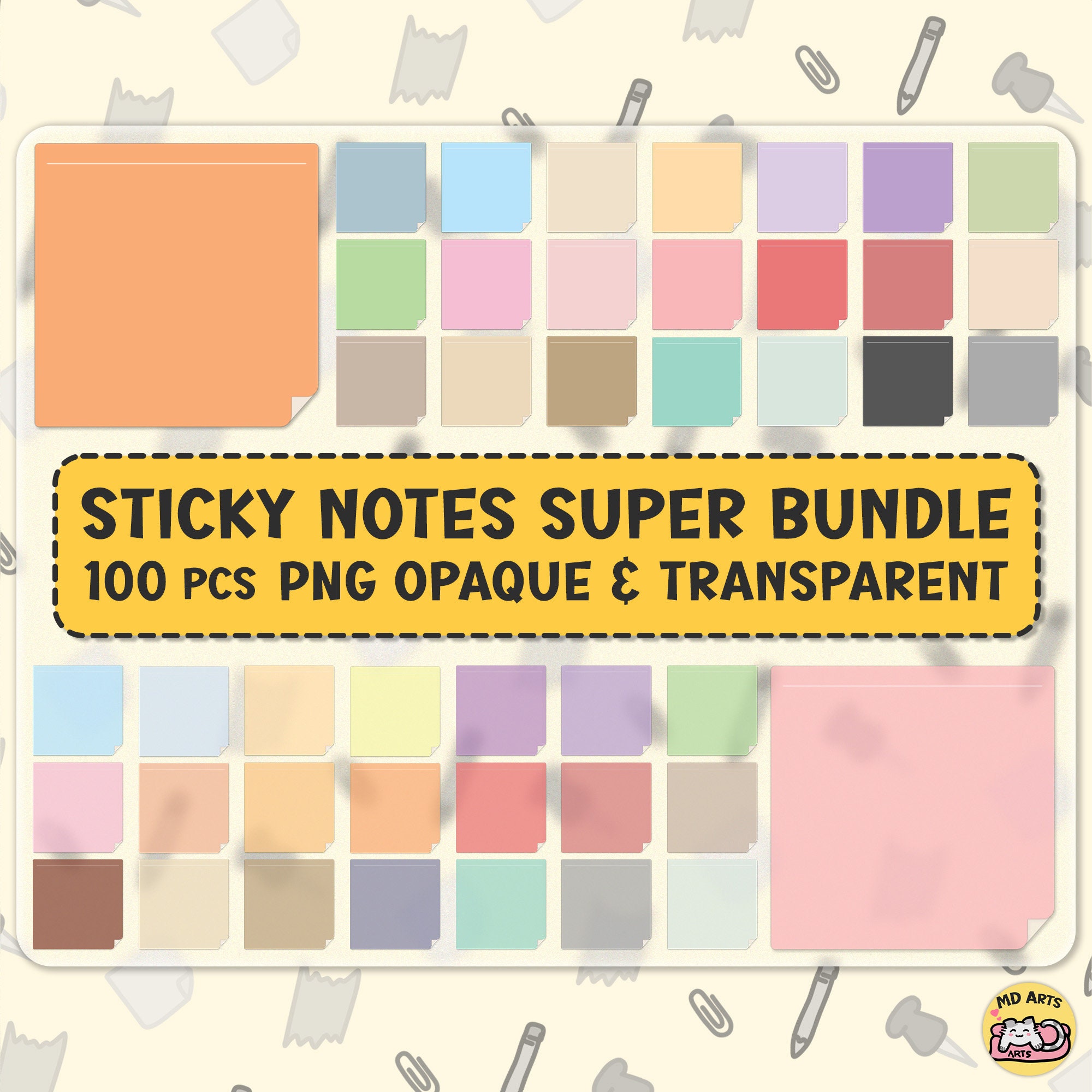 Sticky Notes PNG Bundle, Semi Transparent, Opaque, iPad Android ...