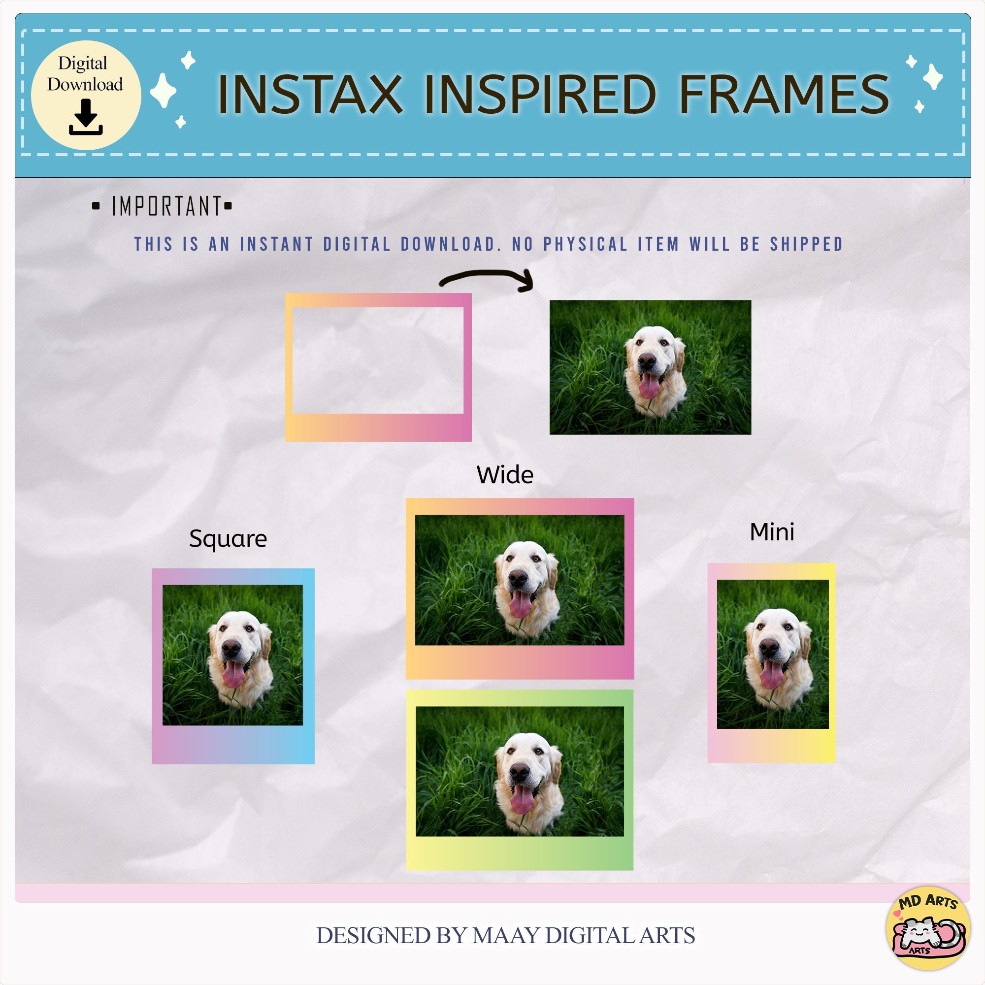 Colorful Instant Photo Frame SVG, PNG, JPG, Mini, Wide, Square, Picture ...
