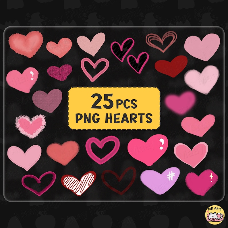 Cute PNG Hearts Simple Heart Transparent Hearts Bundle - Etsy