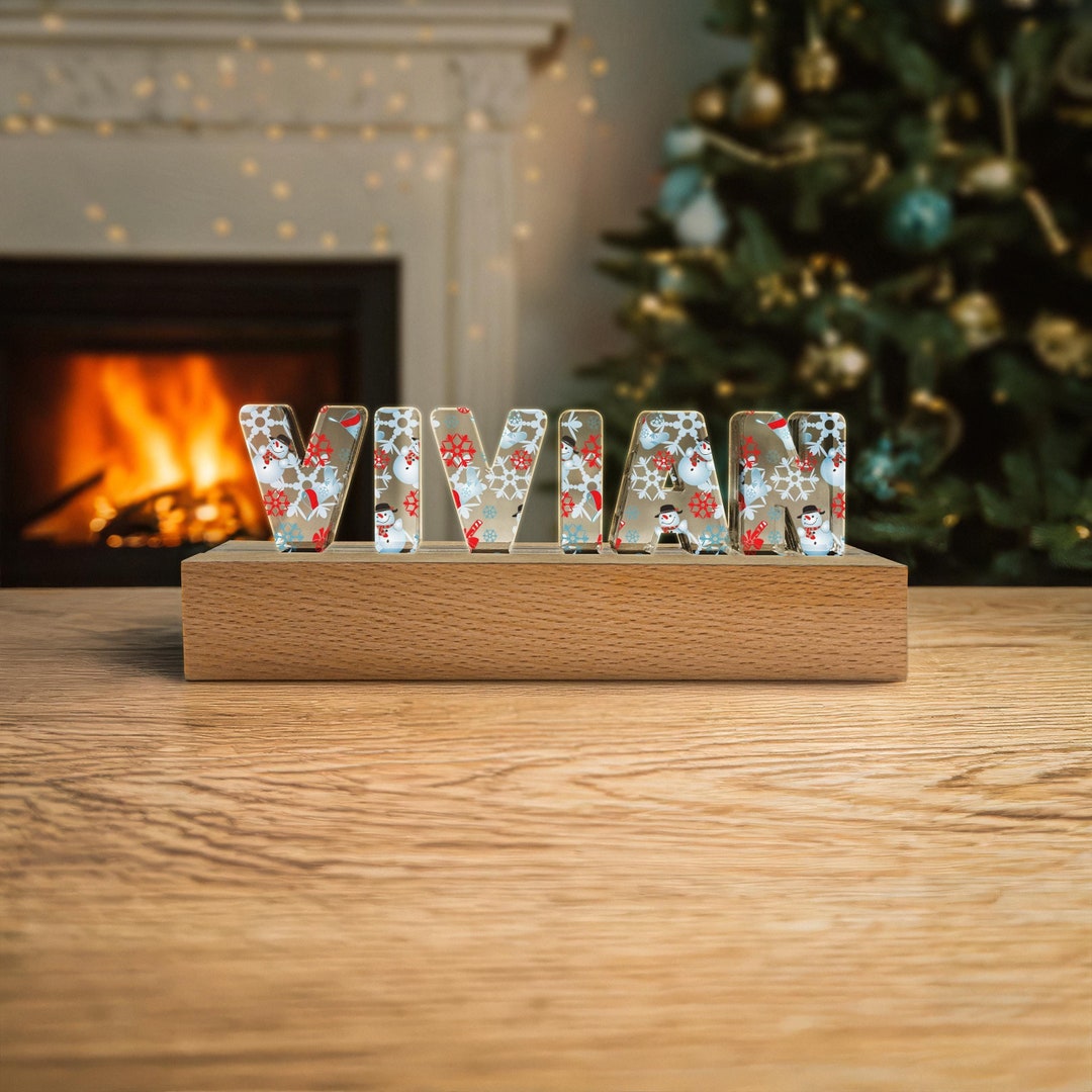 Custom Acrylic Panel Desk Sign RGB LED Name Light With Wooden Base ...