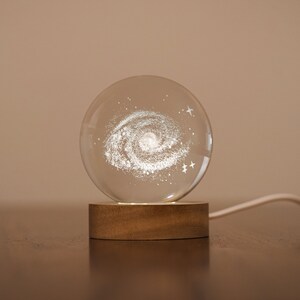 Night Light Table Lamp Unique Cosmic Room Decor Glass Ball Moon Lamp ...