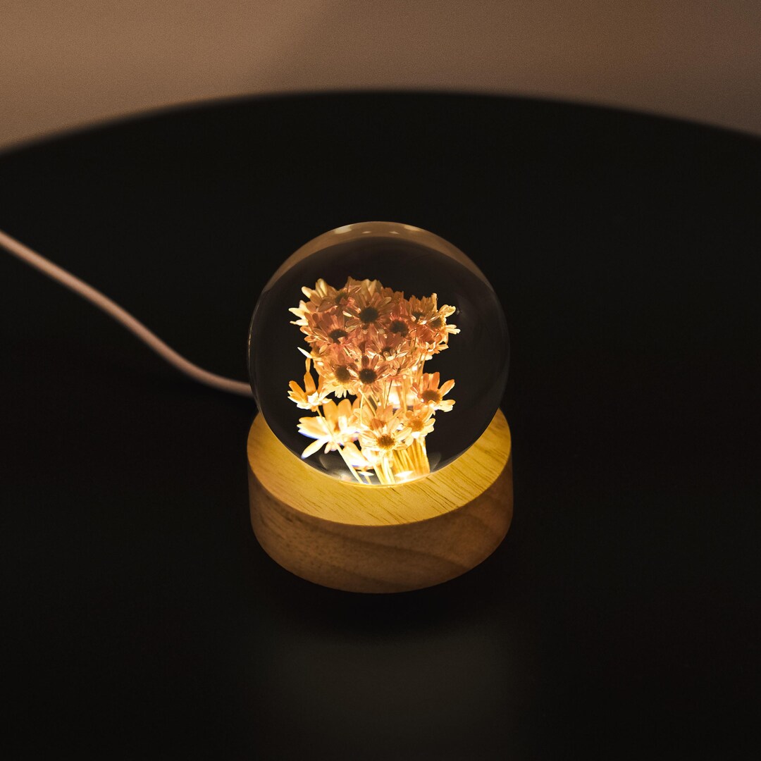 Night Light With Flowers Floral Lamp Custom Room Decor Unique Christmas ...