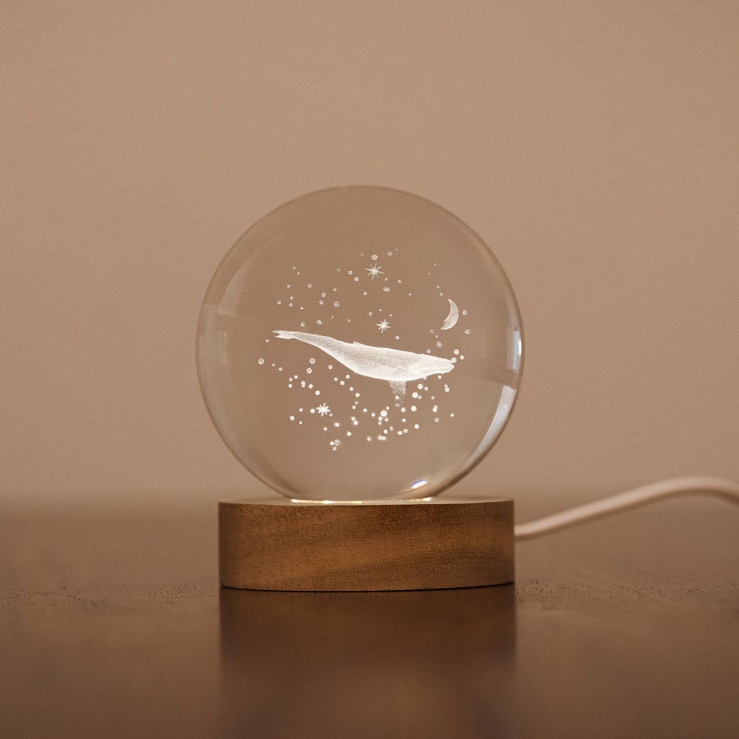 Night Light Table Lamp Unique Cosmic Room Decor Glass Ball Moon Lamp ...