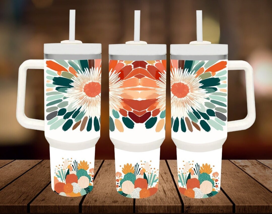 Boho Floral 40 Oz Tumbler ,boho Floral Sublimation Design,digital ...