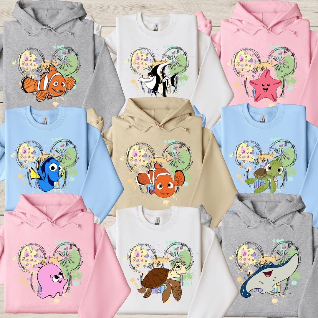 Disney Finding Nemo Sweatshirt, Nemo All Characters Hoodie, Disneyland ...