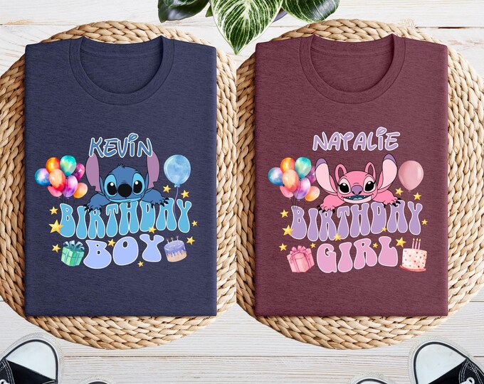 Custom Stitch Birthday Shirt, Stitch and Angel Birthday Tee, Family ...