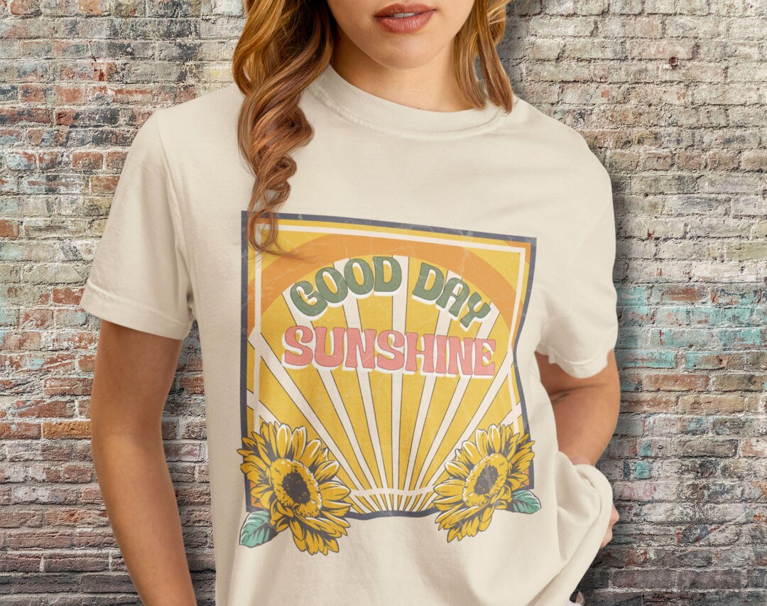 Retro Sunflower Graphic T-shirt: 70s Hippie Boho Style - Etsy