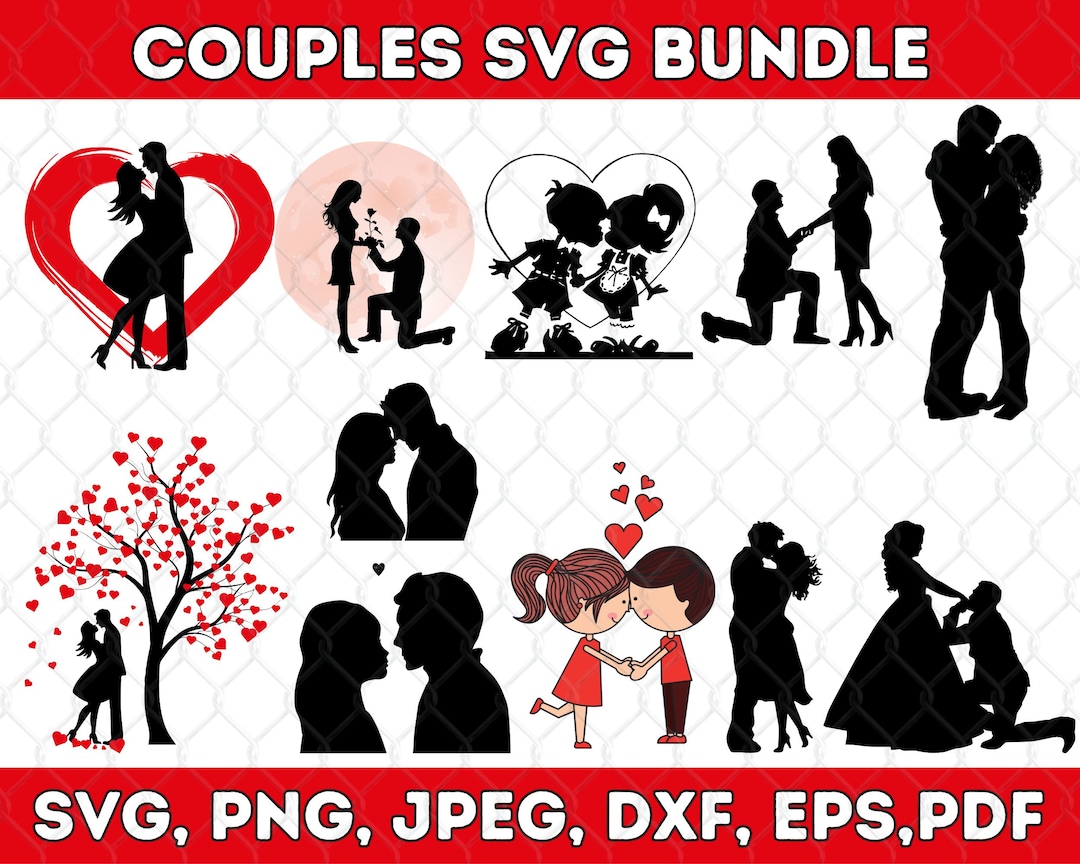 Couple Silhouette Svg, Relationship Svg, Lovers Silhouette, Romantic ...