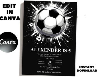 EDITABLE Soccer Birthday Invitation, Soccer Invitation, 5x7 Editable ...