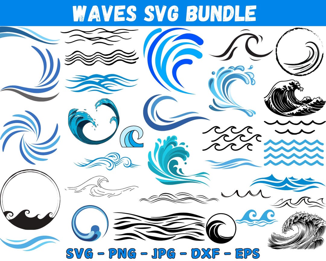 Wave Svg Bundle, Water Waves Svg, Ocean Waves Svg, Drop Svg, Tidal ...