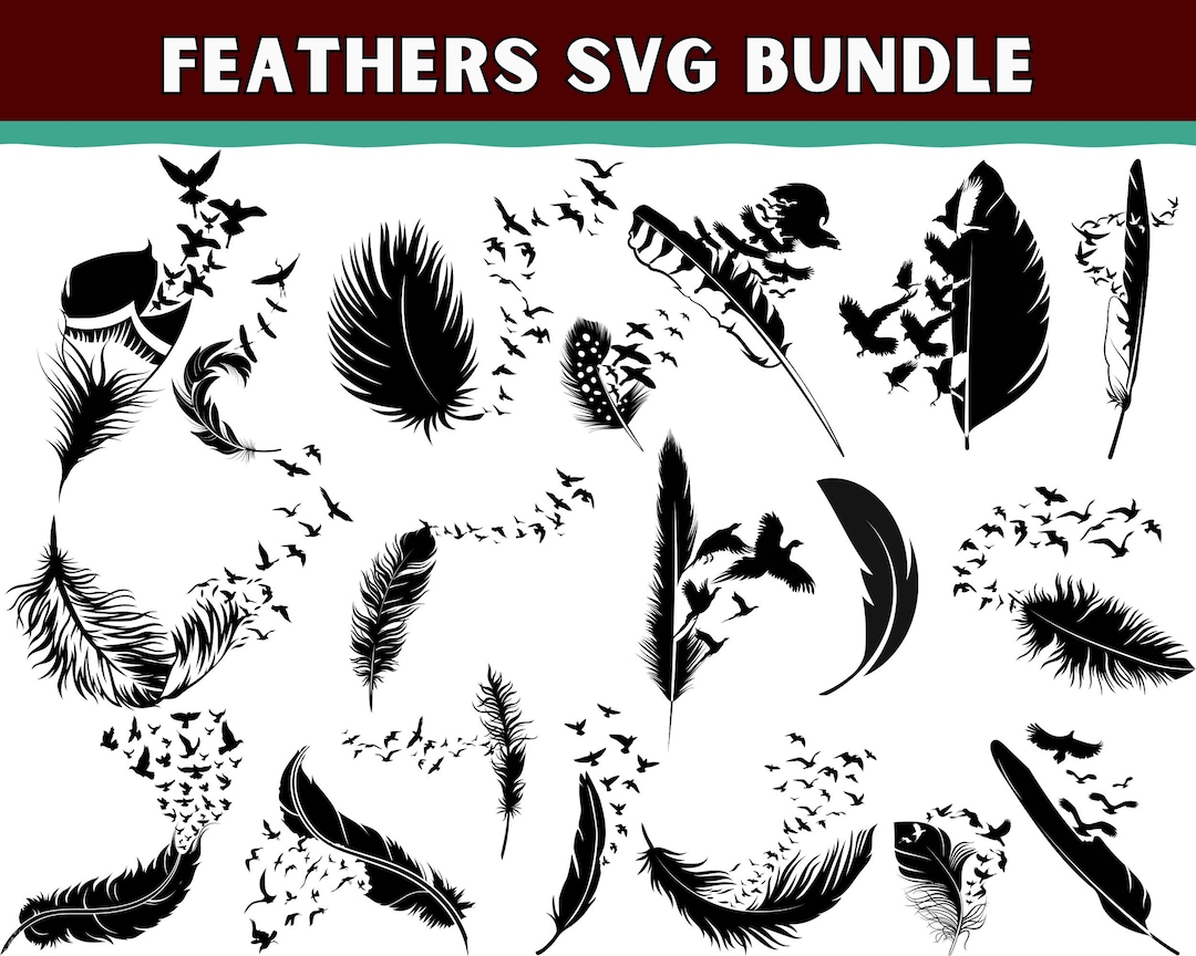 Feather Birds Svg| Feather Svg Bundle| Flock of Birds Feather Svg ...