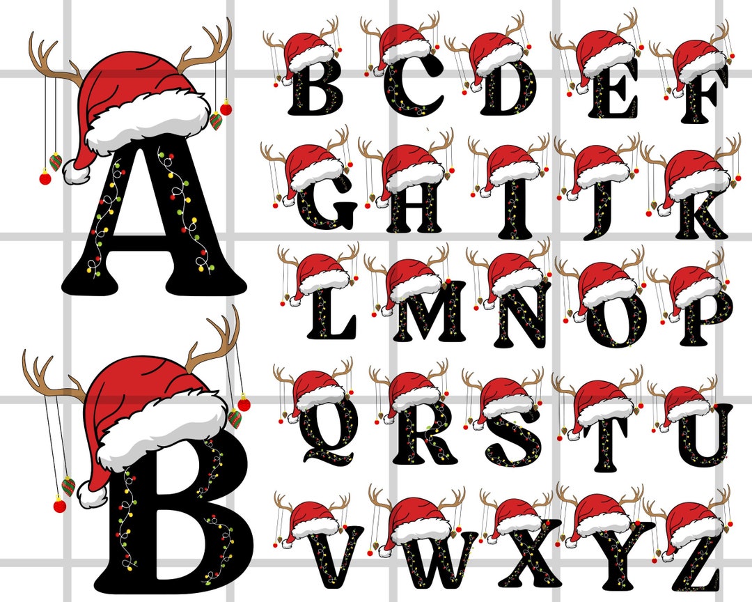 Christmas Alphabet SVG Bundle: A-Z Letters for Cricut, Silhouette (PNG ...
