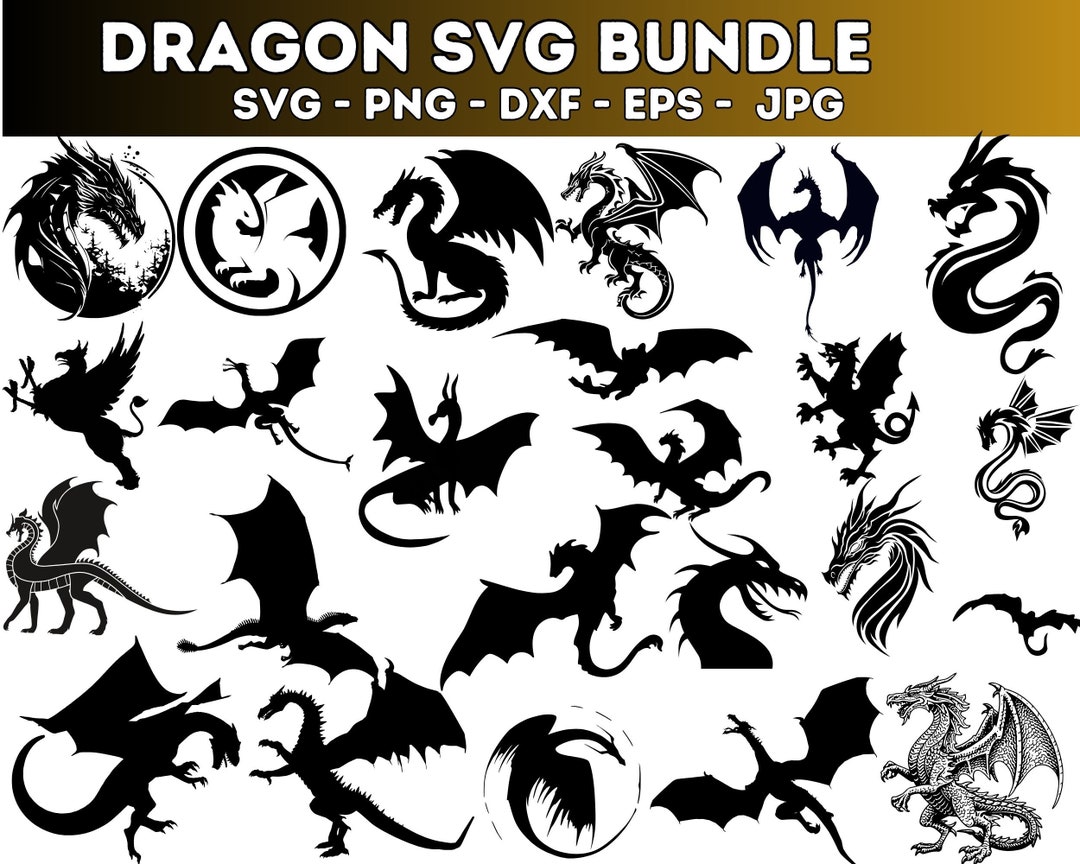 Dragon Svg Bundle, Dragon Svg, Dragon Cut File, Dragons Head, Dragon ...
