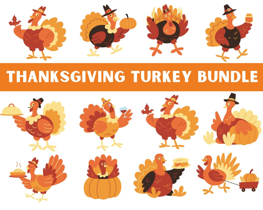 Thanksgiving Turkey SVG Bundle: Fall Clipart, Pumpkin Cut Files ...