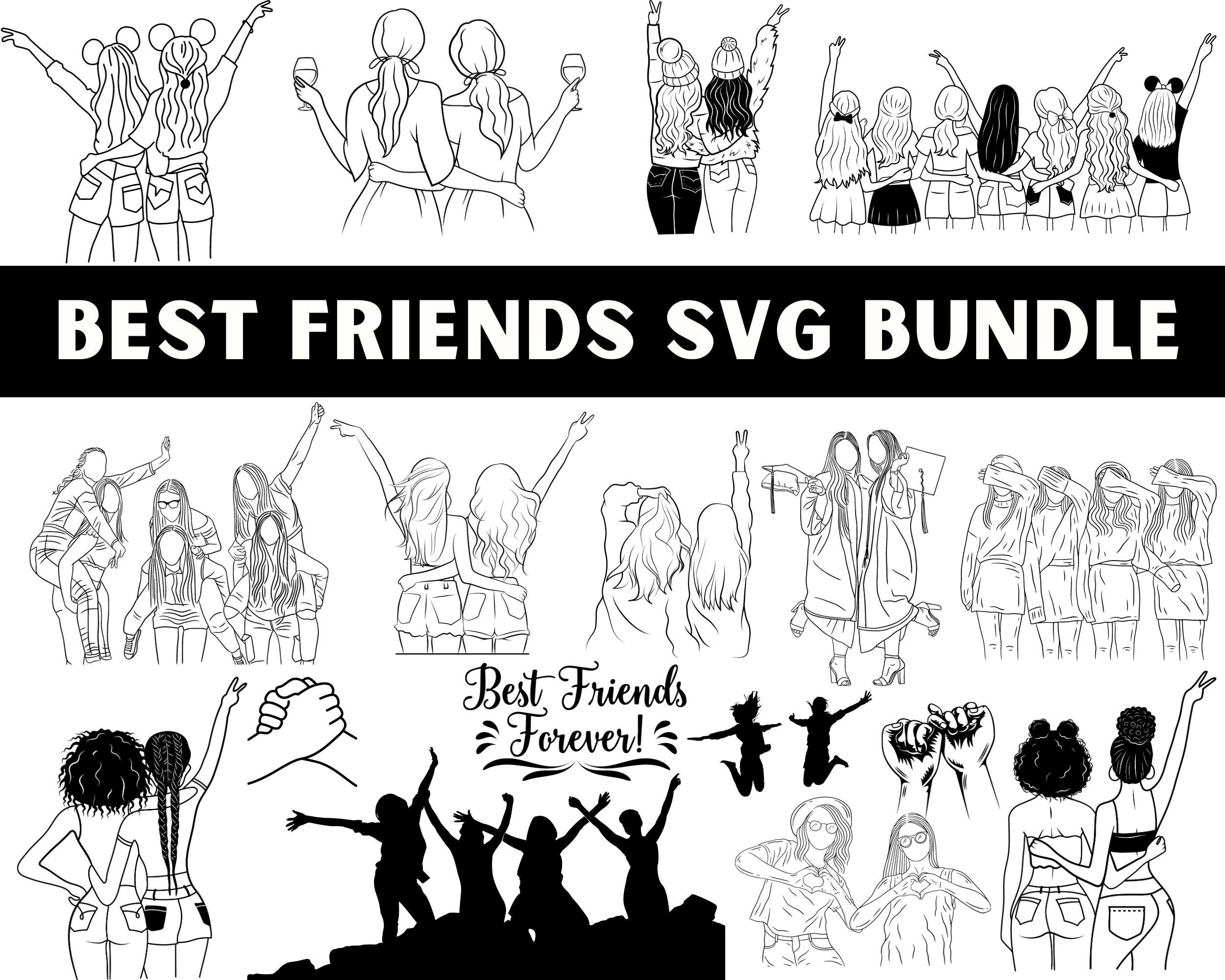 Best Friends SVG Bundle besties SVG Friendship Day SVG Friends Forever ...
