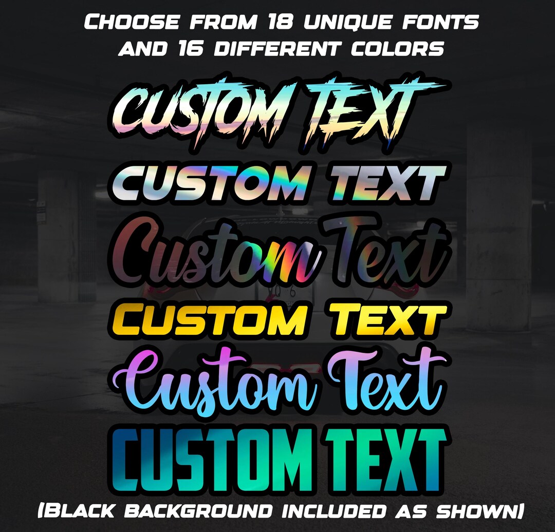 Custom Text Vinyl Decal W/ Background - Holographic Personalized ...