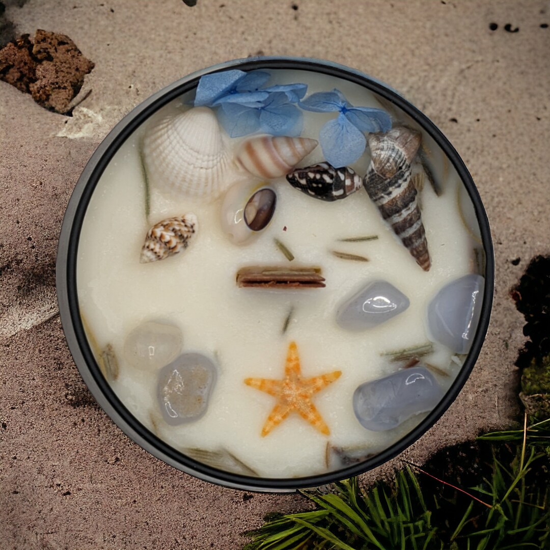 Sea Shell and Crystal Ocean Candle (4oz) - Etsy