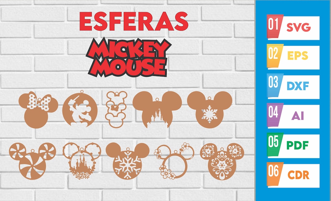 45 esferas mickey mouse, christmas ornaments SVG laser cut files ...