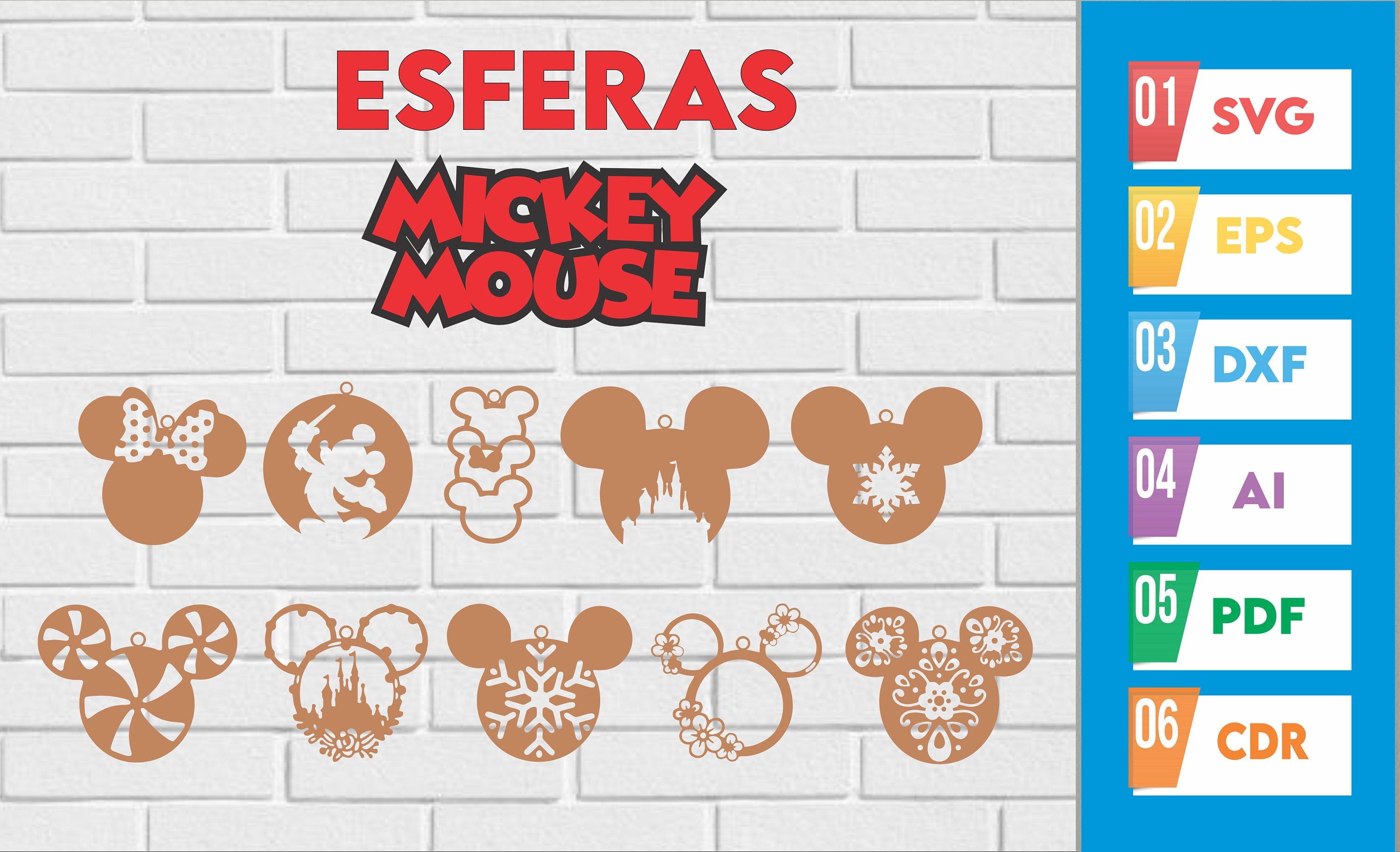 45 esferas mickey mouse, christmas ornaments SVG laser cut files ...