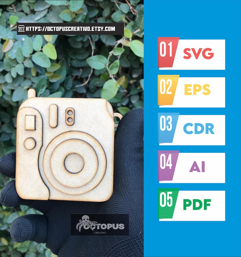 Instax Mini Camera Keychain SVG CDR EPS Laser Cut Photographic Gift ...
