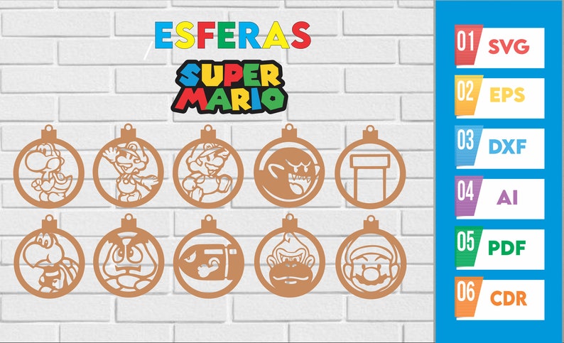 30 Mario Bros Spheres Laser Cutting Files for Christmas Ornaments ...