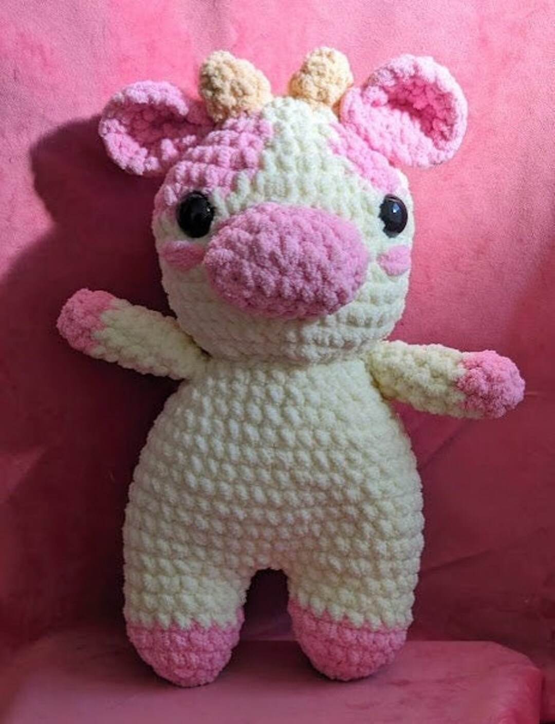Pink Strawberry Chubby Milk Cow Crochet Plushie - Etsy
