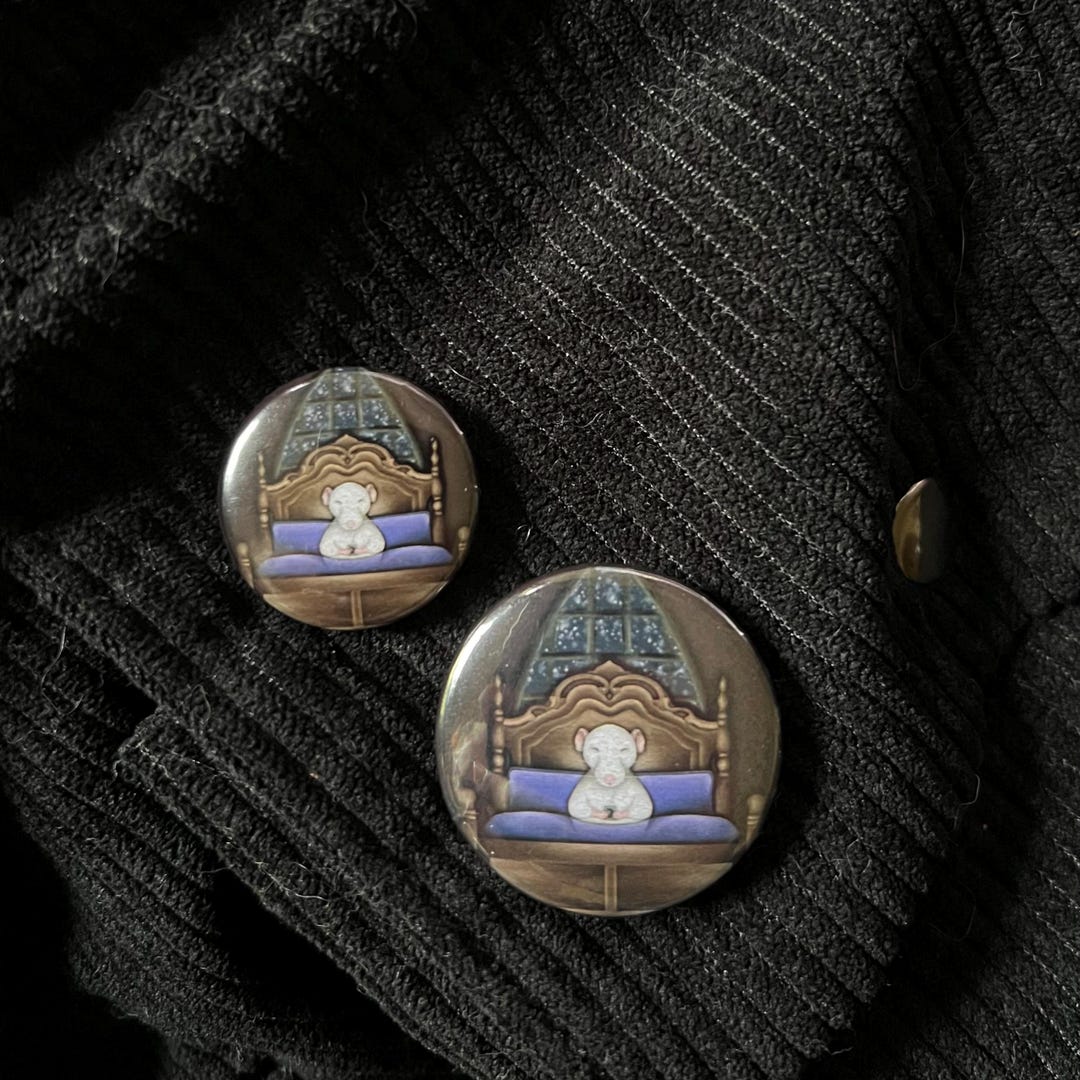 Rat Button Badge | Button Badge | Badge Pins | Sleepy Rattea Button ...