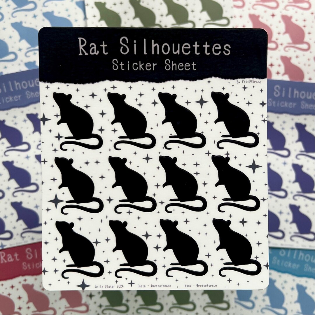 Rat Sticker Sheet | Rat Silhouette Sticker Sheet | Rat Stickers | Jar ...