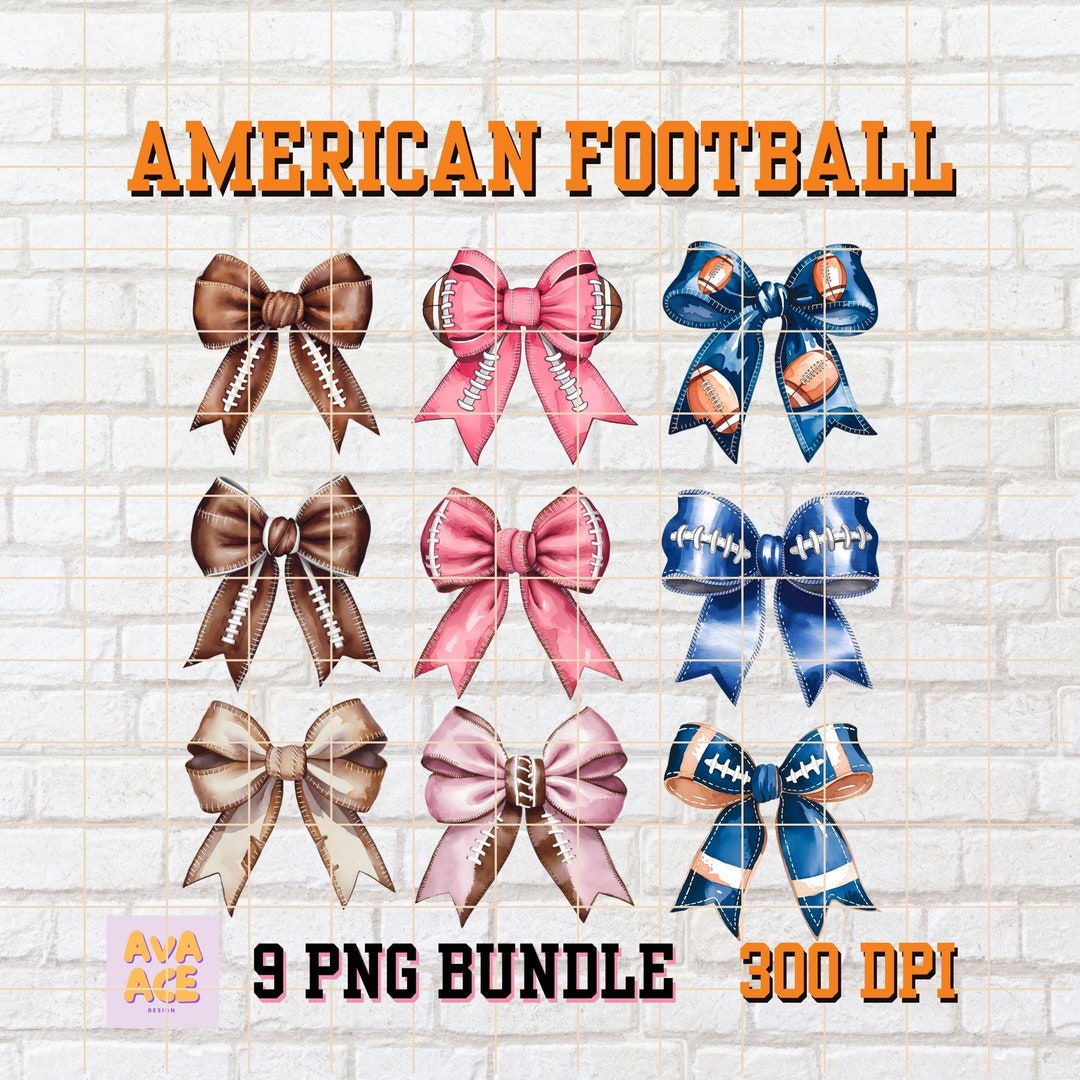Sports Rugby Coquette Bow Png Bundle, Football Coquette Png, Girly ...