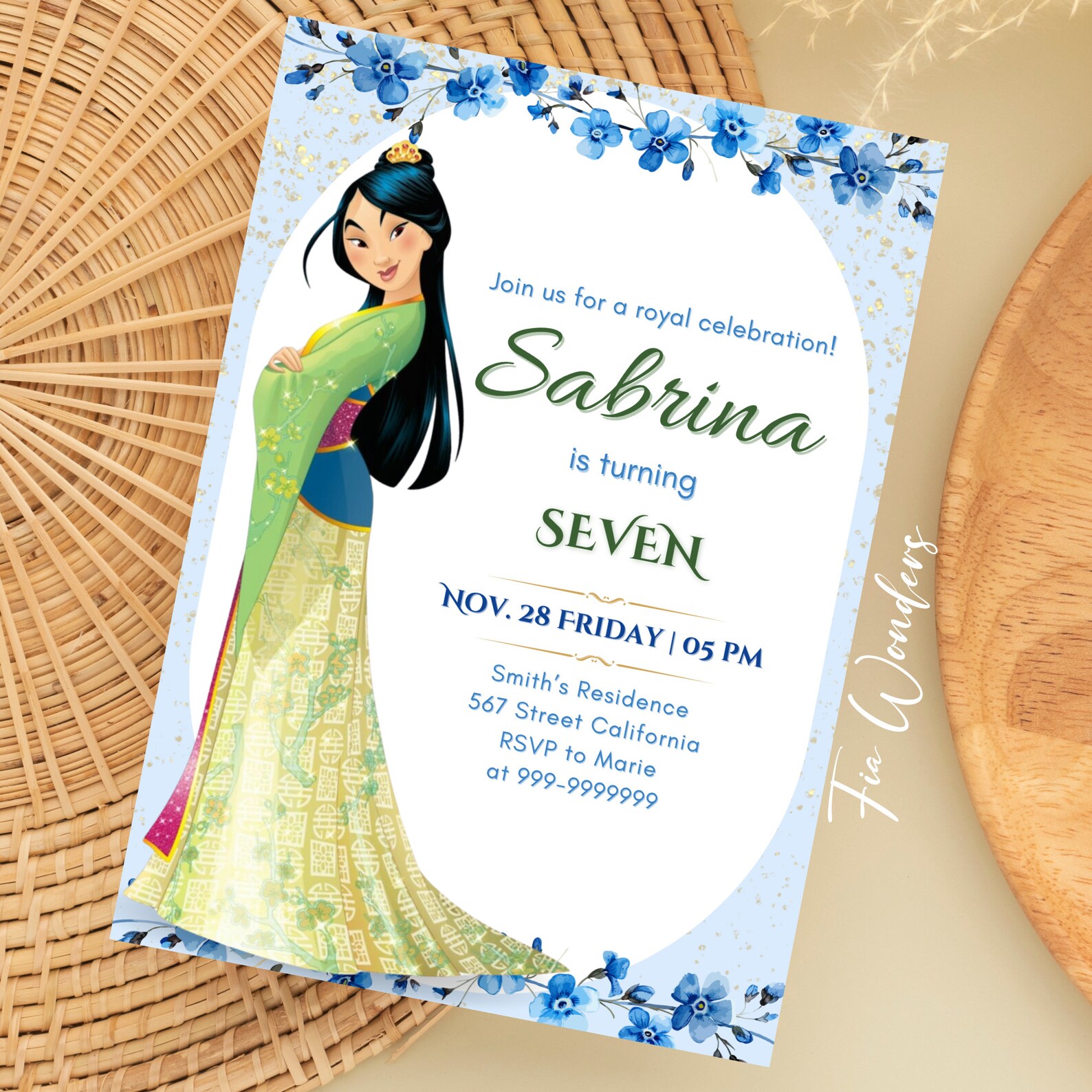 Editable Mulan Birthday Invitation, Princess Mulan Party Invite ...
