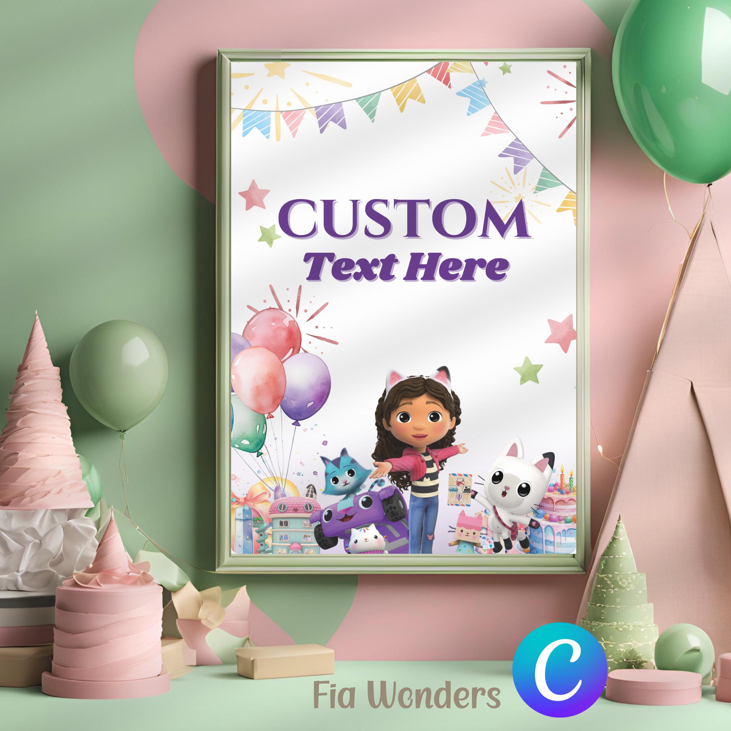 Gabbys Dollhouse Birthday CUSTOM SIGN, Dollhouse Party Sign, Printable ...