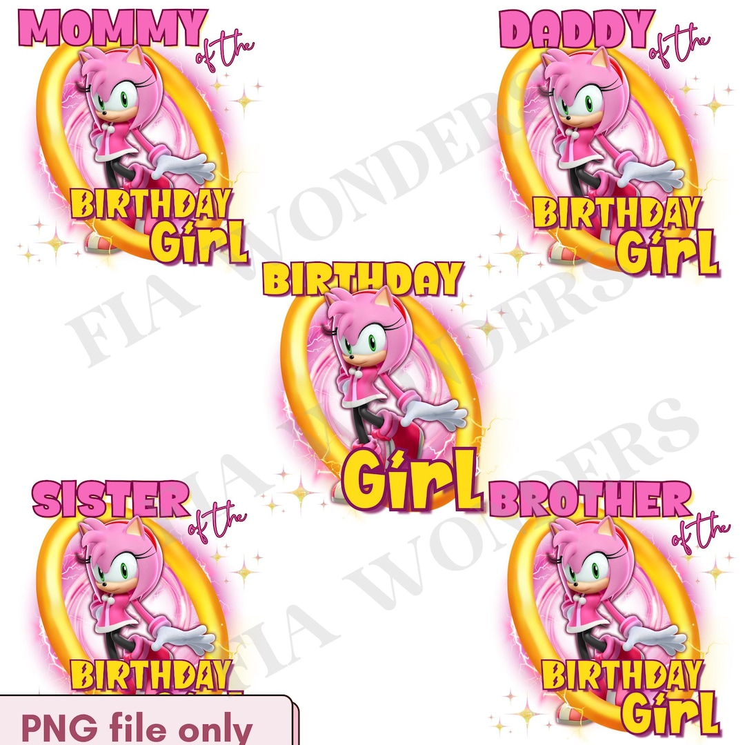 Family Bundle AMY ROSE BIRTHDAY Png, Pink Hedgehog Family Clipart ...