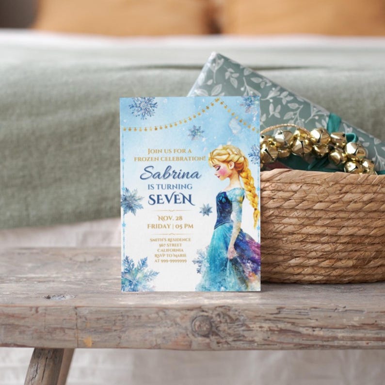 Editable FROZEN Birthday Invitation Watercolor Frozen Party Invitation ...