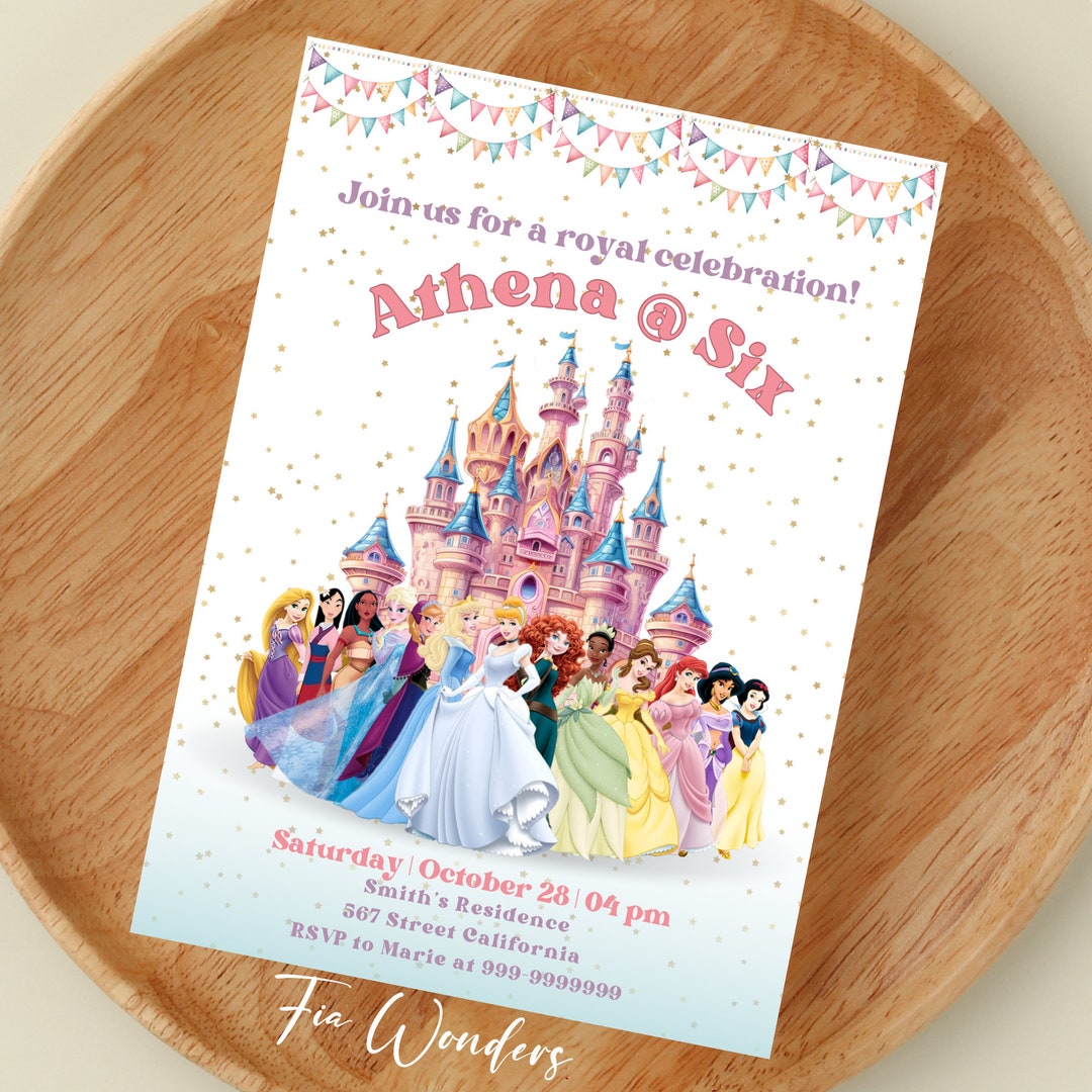 Editable PRINCESS Birthday Invitation, Printable Princess Party ...