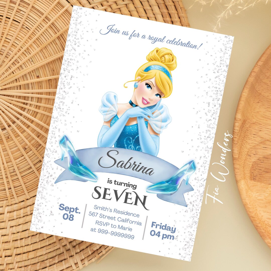 Editable CINDERELLA Birthday Invitation Cinderella Party Invitation ...