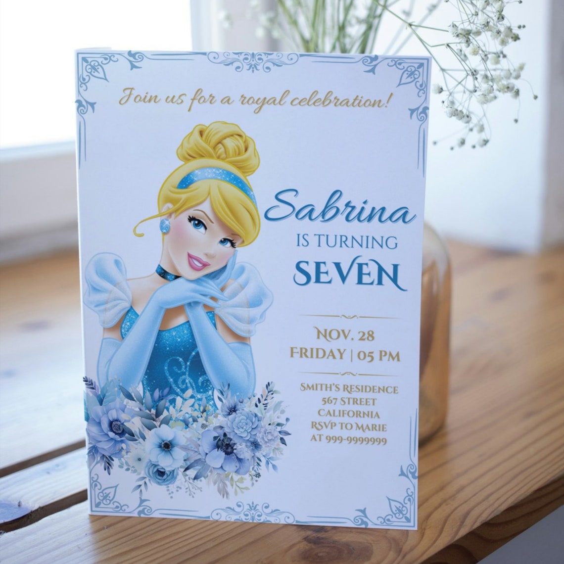 Editable CINDERELLA Birthday Invitation Cinderella Party Invitation ...