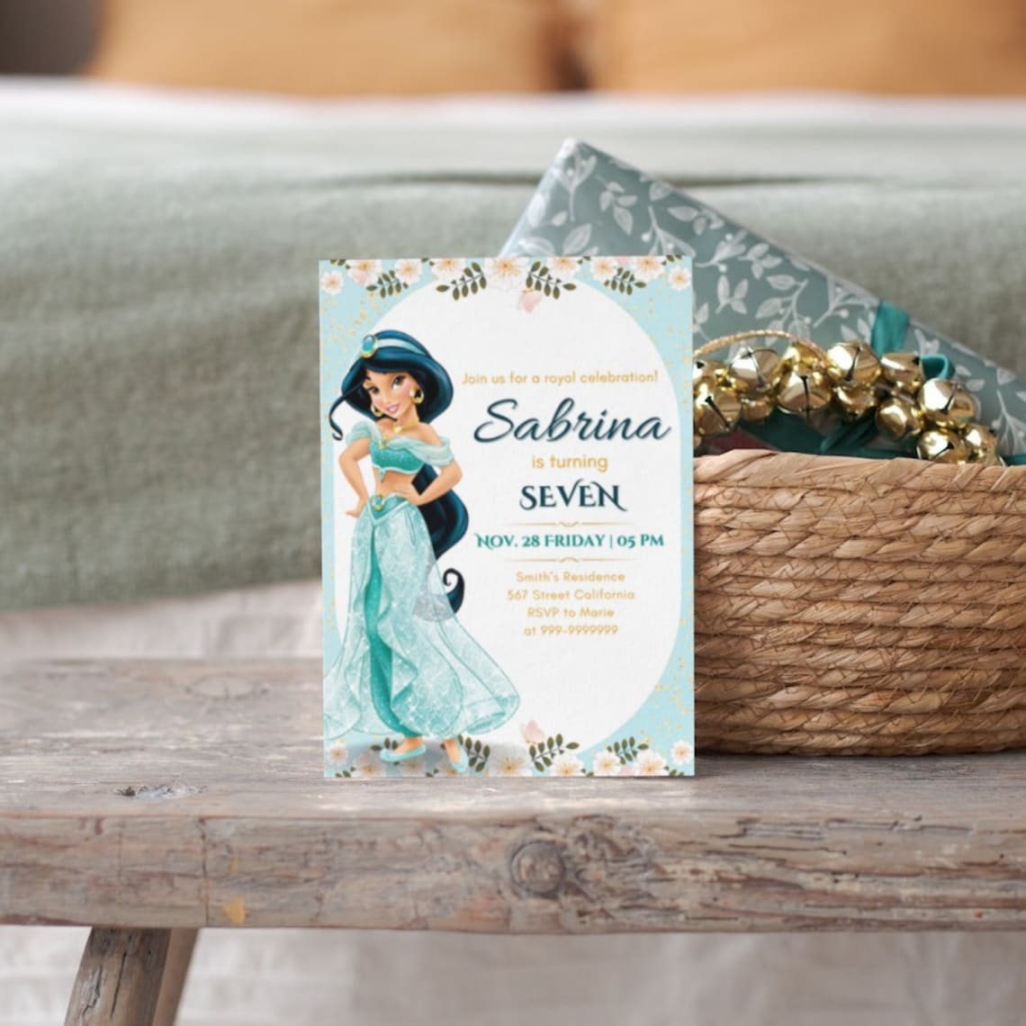 Editable Jasmine Birthday Invitation Princess Jasmine Party Invitation ...