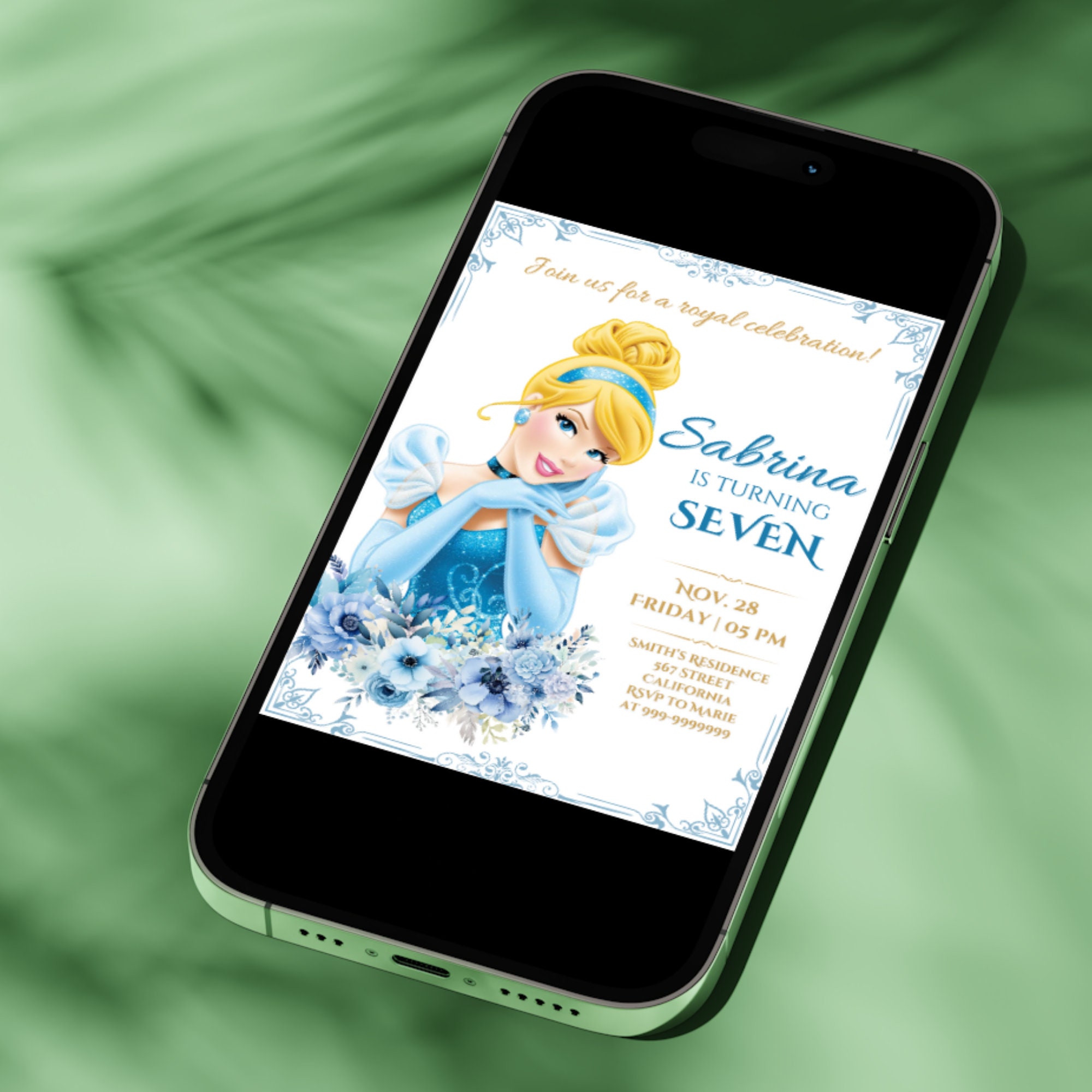 Editable CINDERELLA Birthday Invitation Cinderella Party Invitation ...