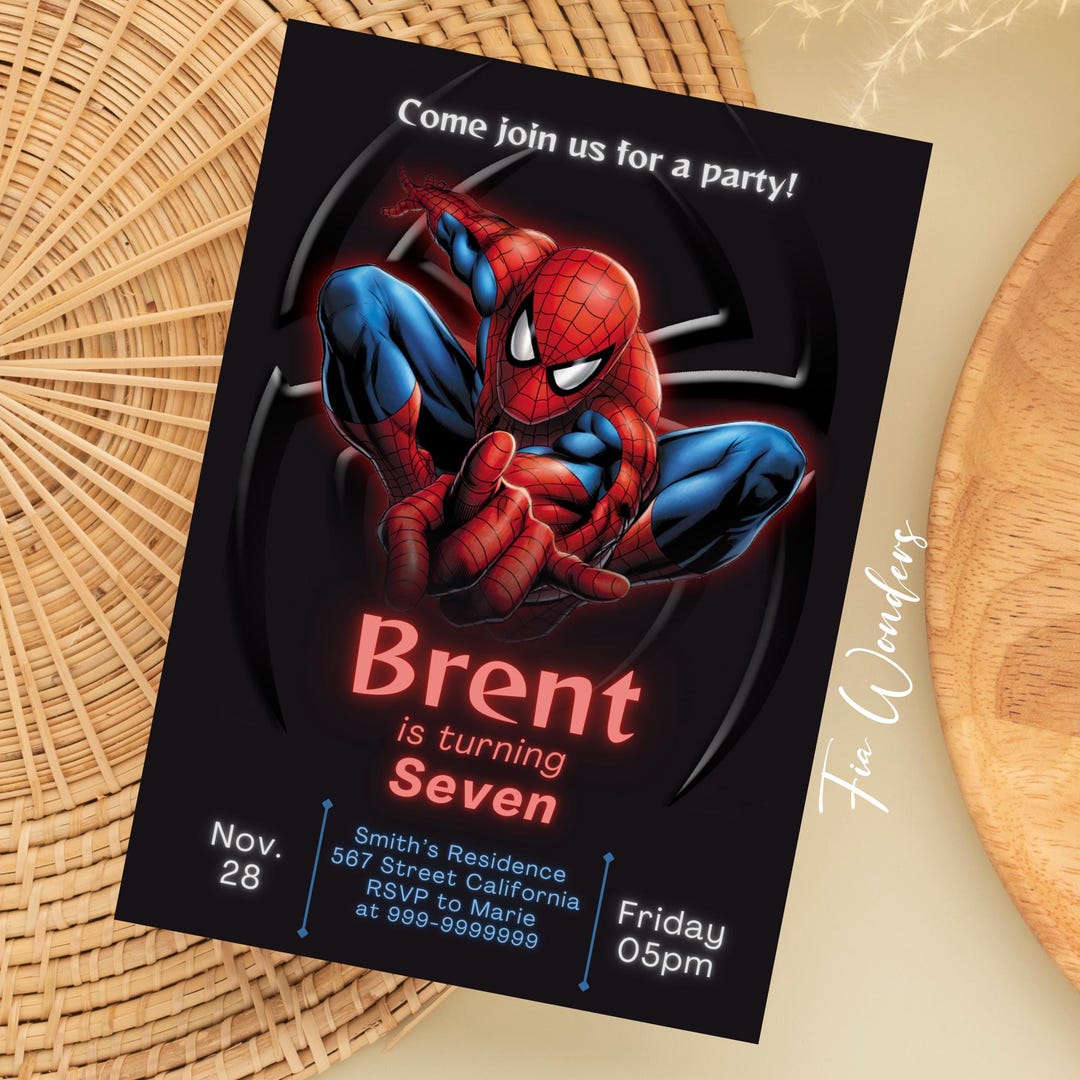Editable SPIDER MAN BIRTHDAY Invitation, Spider Hero Birthday Party ...