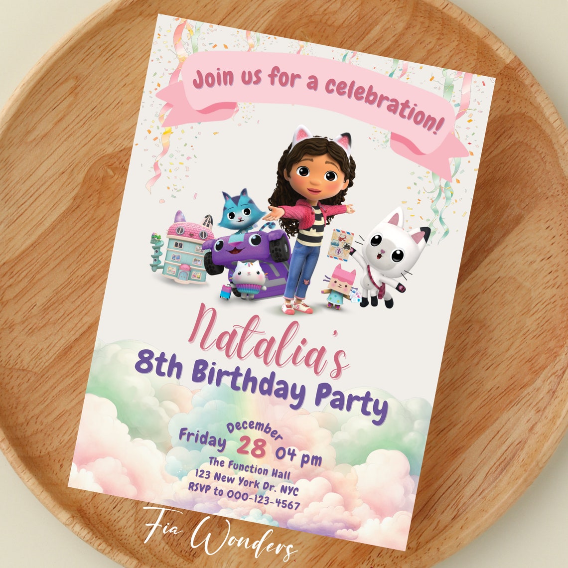 Editable GABBY'S DOLLHOUSE Birthday Invitation Printable Gabbys ...