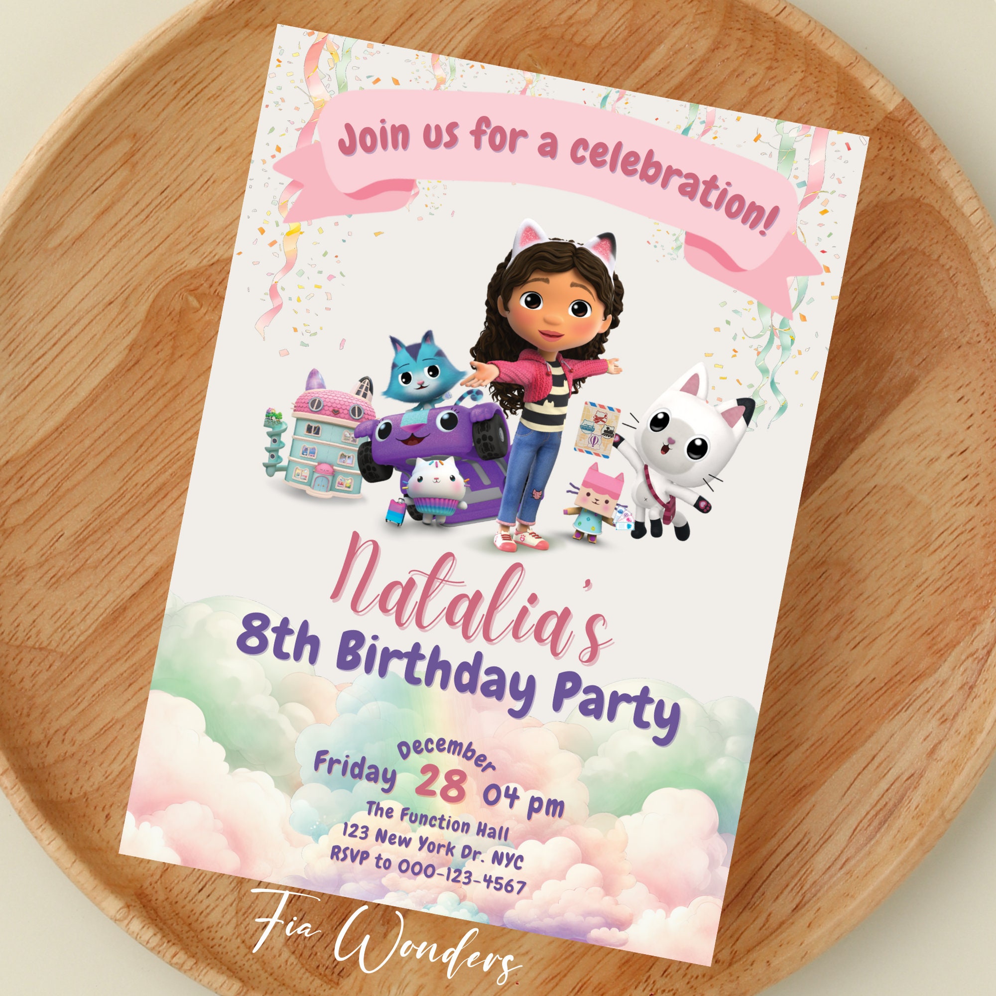 Editable GABBY'S DOLLHOUSE Birthday Invitation Printable Gabbys ...