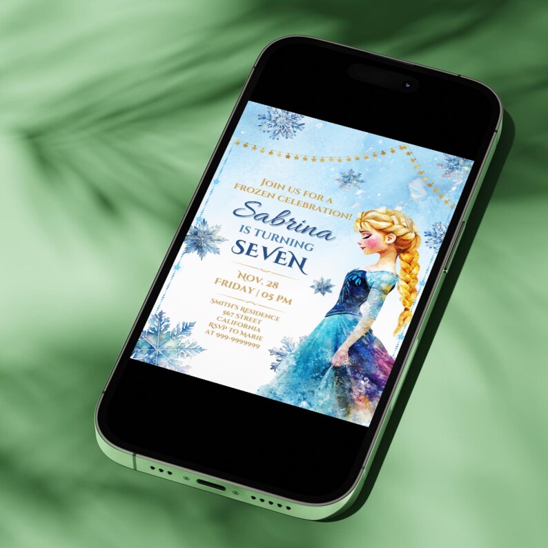 Editable FROZEN Birthday Invitation Watercolor Frozen Party Invitation ...