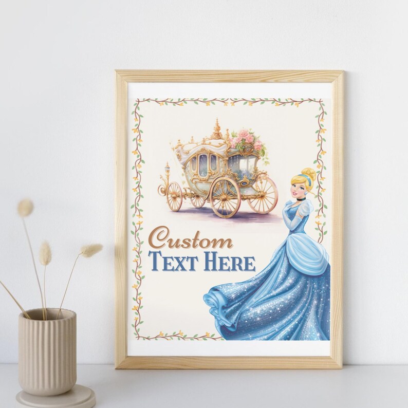 Editable CINDERELLA BIRTHDAY SIGNS, Cinderella Party Welcome Sign. Blue ...