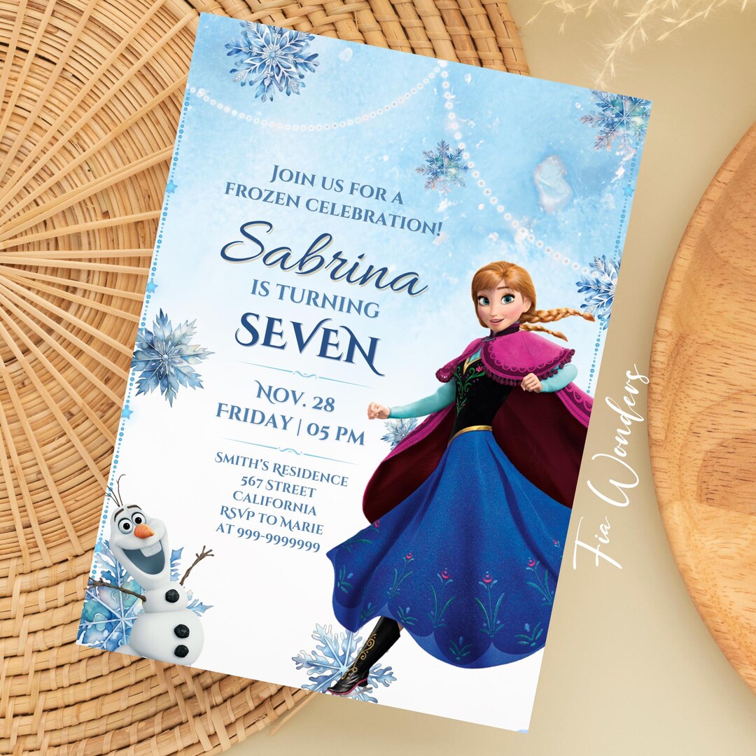 Editable Anna FROZEN Birthday Invitation Birthday Party Printable ...