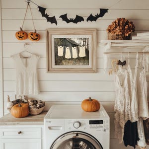 Ghost Laundry Vintage Style Painting Print Laundry Room Halloween Decor ...