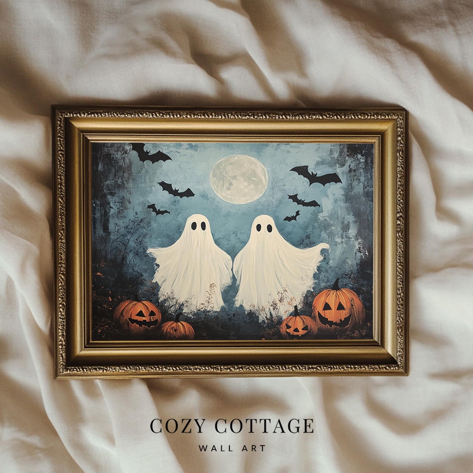 Old Fashioned Spooky Ghosts Painting Vintage Style Wall Art | Cottage ...